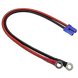 AAOTOKK EC5 to O Ring Terminal Cable,EC5 Female to O Ring Eyelet Terminal Plug Connector Cable 10AWG RC ESC Charger Side Power(40cm/15inch)