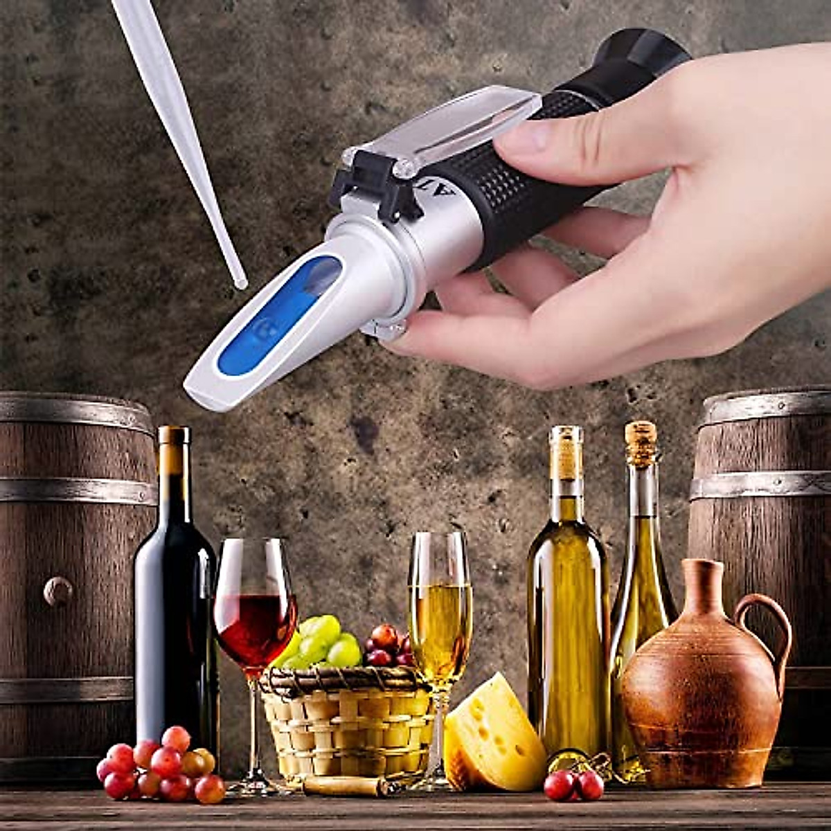 Brix Refractometer with ATC, Accurate Digital Handheld Hydrometer Saccharimeter in Wine Making Beer Brewing Tester Meter Measuring Sugar Homebrew Kit for Food Fruit Juice Honey Maple Syrup Beverages