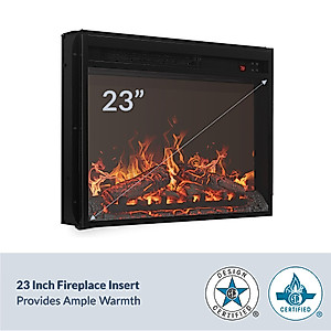 BELLEZE 31 Inch Mantel with 23 Inch 1400W Electric Fireplace Compact Freestanding Portable Stove Remote Controlled Heater with Realistic LED Flames, for Living Room or Bedroom - White