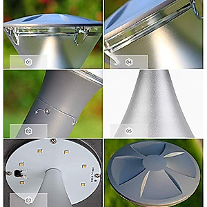 ZZYJYALG LED Anti-Rust European Creative Aluminum PC Post Lights Modern Simple Grey Waterproof Outdoor Column Lights Lawn Garden Home Villa Street Decorative Pillar Lamps E27 Edison