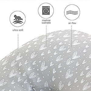 Pregnancy Full Body Pillow Cover U-Shaped (Cover Only), Super Soft Pillowcase Replacement Cover for Maternity Pillow, Universal Fit, Grey Hearts Print