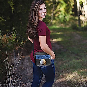 Filhome Guinea Pig Sling Carrier, Hamster Carrier Bag Portable Breathable Outgoing Travel Pouch Bag with Clear Window for Hamster Gerbil Sugar Glider Squirrel Guinea Pig (Size L)