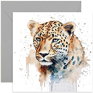 Old English Co. Watercolour Leopard Greeting Card for Birthday - Cute Birthday Card for Mum, Nan, Her - Wildlife Art Card for Thinking of You, Thank You, Just Because | Blank Inside Envelope