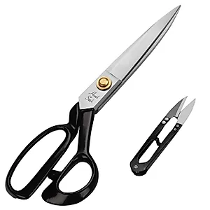 Handi Stitch Fabric Tailor Scissors and Thread Snipper – 11 Inch Razor Sharp Stainless Steel for Sewing, Dressmaking & Knitting Needs – Durable Black Shears for Cutting Denim, Leather & More