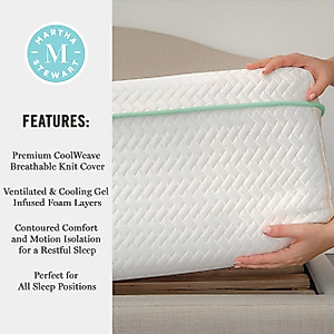 Martha Stewart SleepComplete Full Mattress in a Box, Medium-Firm Triple-Action Cooling Gel Memory Foam Mattress, Removable Coolweave Jacquard Cover, 12", White