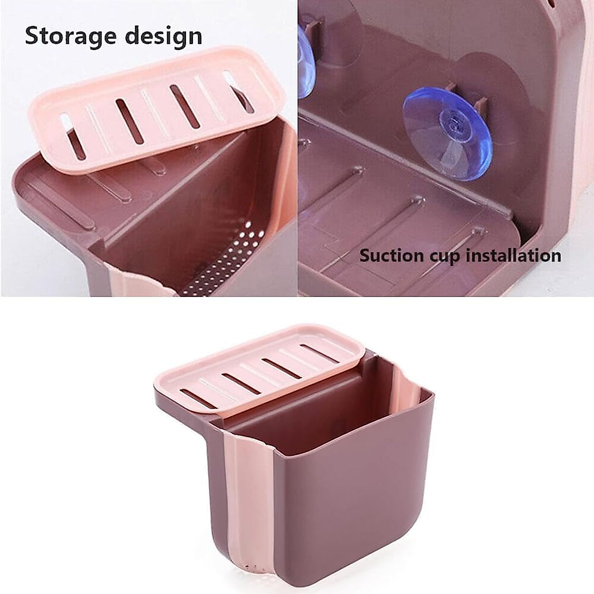 Dry and Wet Separation Trash Can, Mini Kitchen Waste Bins Corner Sink Strainer, Kitchen Counter Foldable Retractable Submersible Basket, Kitchen Sink Telescopic Drain Basket Kitchen Gadget (Gray)