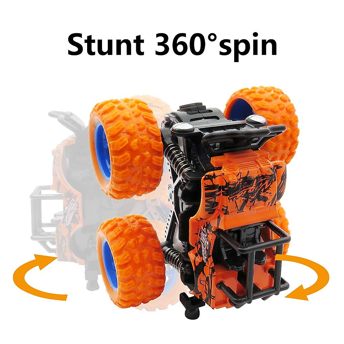 2PCS Monster Trucks Toys for BoysGirls - Friction Cars Monster jam Playset, and Wheels Monster for Kids Age 3 4 5 6 Year Old Gifts for Kids Birthday Christmas (Purple and Orange)