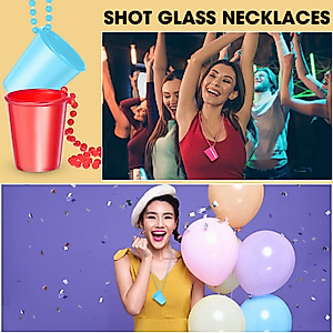 48 Pieces Shot Glass on Necklace Plastic Shot Necklace Cup Bachelorette Shot Glass Necklace Beaded Bride and Groom Supplies for Birthday Wedding Festival Parade Party Favor, 8 Colors