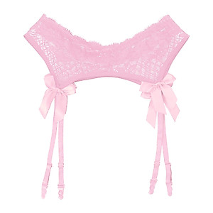 iiniim Men's Sissy Lace Ladies Thigh-Highs Stockings Garter Belts Temptation Suspender Underwear Pink One Size