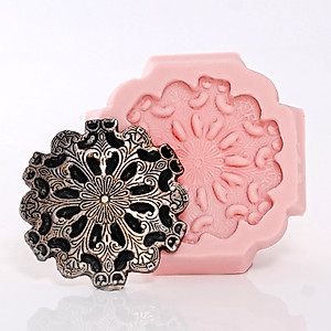 Round Steampunk Medallion Mold Easy To Use Flexible Silicone Food Safe Fondant, Chocolate, Candy, Resin, Polymer Clay Push Mold.