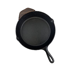 Rustic Leather Hot Handle Holder (Cast Iron Side Kick Potholder) Double Layered, Double Stitched and Handmade by Hide & Drink (Bourbon Brown)
