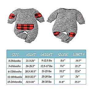 Newborn Baby Boys Girls Buffalo Plaid Christmas Outfits Romper Infant One Piece Christmas Clothes Jumpsuit with Hat Grey