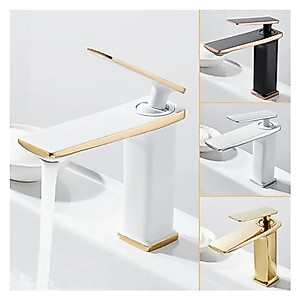 Brass Black Gold Basin Faucet Bathroom Sink Faucets Hot Cold Water Mixer Crane Deck Mounted Single Handle Hole Bath Kitchen Tap, Vessel Basin Faucet