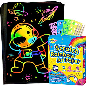 RMJOY Art-Craft Scratch Paper Gifts: Rainbow Magic Art Drawing Pads Art Supplies Set for Kids Teen 4-12 Years Old Preschool Girl Toy Game Gift for Birthday Party Favor|Coloring Fun|DIY Project