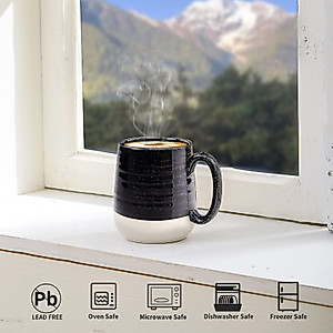 Hasense Large Coffee Mug, 20 oz Ceramic Coffee Cup with Comfortable Handle for Office and Home, Ideal for Coffee Tea Latte, Dishwasher Microwave Safe, 1 PCS(Black)