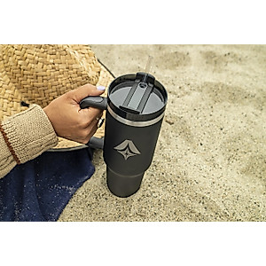 Pittman Outdoors 30oz. Hydration Tumbler with Comfort Soft Handle, Black - Vacuum Insulated Travel Coffee and Drink Mug