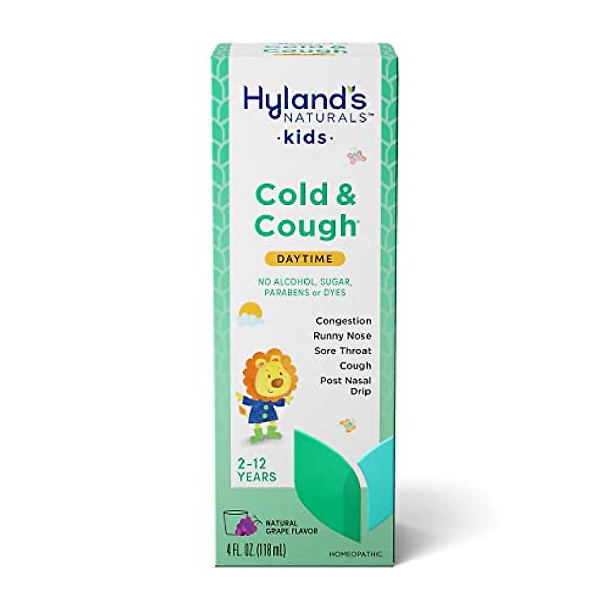 Hyland's Cold Medicine for Kids Ages 2+ by Hylands, Daytime for Cough, Decongestant, Allergy Symptom Relief, 4 Fl Oz