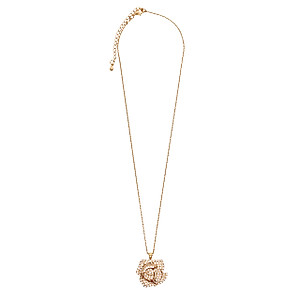 Fashion Jewelry designer celebrity camellia flower charm rhinestone full crystal pendant necklace for women (Gold)