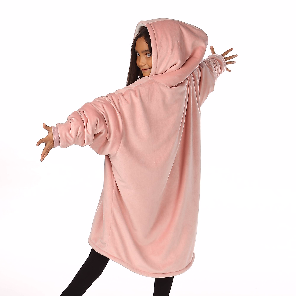 THE COMFY JR | The Original Oversized Microfiber & Sherpa Wearable Blanket for Kids, Seen On Shark Tank, One Size Fits All (Blush)