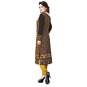 Women's Long Kurti Indian Kurti Top Tunic India Clothes (Black/Brown, 4XL)