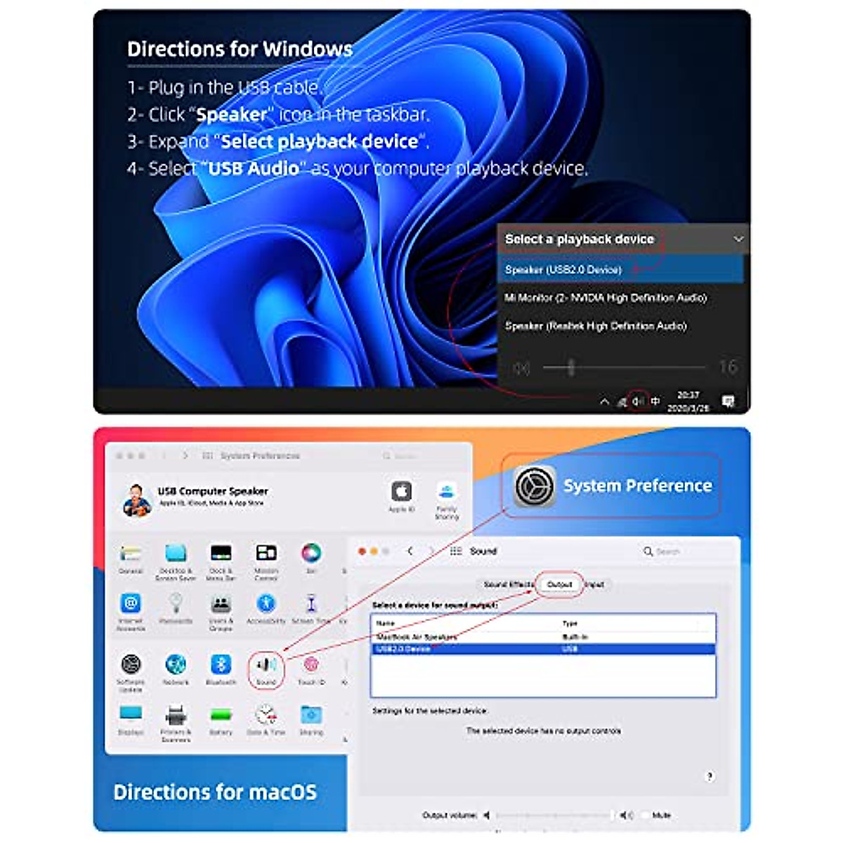 YOFANQI USB Computer Speakers for Desktop, Laptop, PC Gaming Speakers, Small Computer Sound Bar with Stereo Loud Sound, Enhanced Bass, Dynamic RGB Light, Digital Volume Knob
