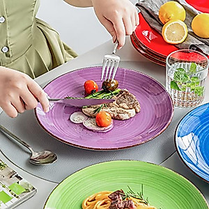 vancasso Bonita Dinner Plates, 10.5 Inch Ceramic Plates, Microwave, Oven and Dishwasher Safe Plates Set of 6 - Assorted Colors