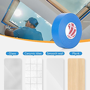 Fyguard 5 Roll Painters Tape 1.89In × 55Yard Blue Painters Tape Bulk Multi-Surface Blue Masking Tape for Wall Painting Edge Treatment DIY Crafts