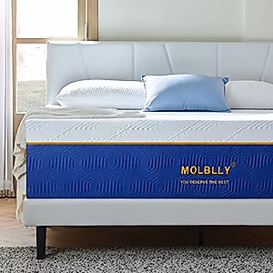 Molblly King Size Mattress, 14 Inch Cooling-Gel Memory Foam Mattress Bed in a Box, Cool King Bed Supportive & Pressure Relief with Breathable Soft Fabric Cover, Premium