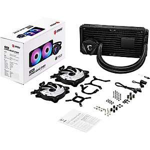 MSI MAG Series CORELIQUID 240R, aRGB CPU Liquid Cooler (AIO): Rotatable Blockhead Design, 240mm Radiator, Dual 120mm aRGB PWM Fans