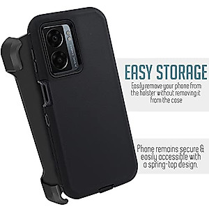 Customerfirst Compatible for OnePlus Nord N300 5G with Built in Screen Protector Kickstand Rugged Shockproof Dust/Drop Proof Holster Phone Case Cover (Black)
