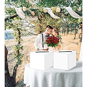 SietDESEO 4 Pack White Money Box Card Box Holder for Wedding Party Birthday Baby Shower Bridal Shower Raffle Ticket