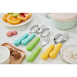 ANNOVA Kids Silverware 6 Pieces Set Children's Flatware - Stainless Steel Cutlery - 3 x Safe Forks, 3 x Dinner Spoons - Toddler Utensils Without Knives for Lunch Box BPA Free (Mix)