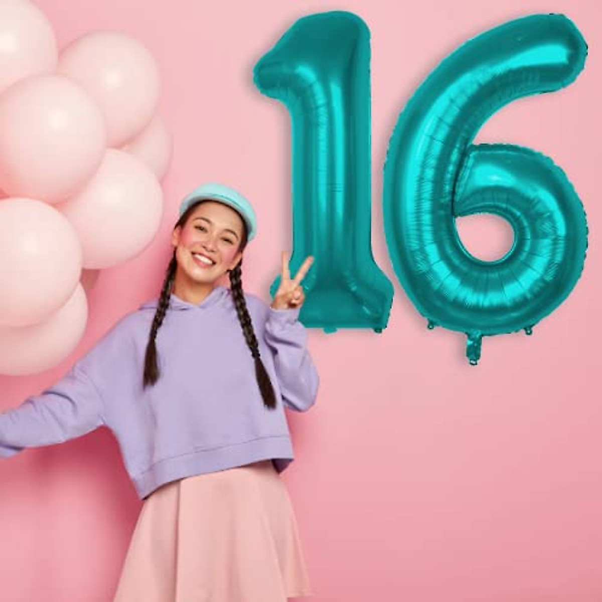 40 Inch Large Blue 16 Balloons Number 16 Birthday Balloon for 16th Birthday Decors for Girl Number 61th Number Balloon for Women Birthday hellium tank balloons 16 Old Birthday Decors