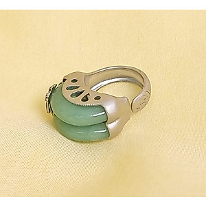 Hanbok Ring Jade Korea Traditional Accessory Woman Junior Natural Light Green Size Adjustable R005LT