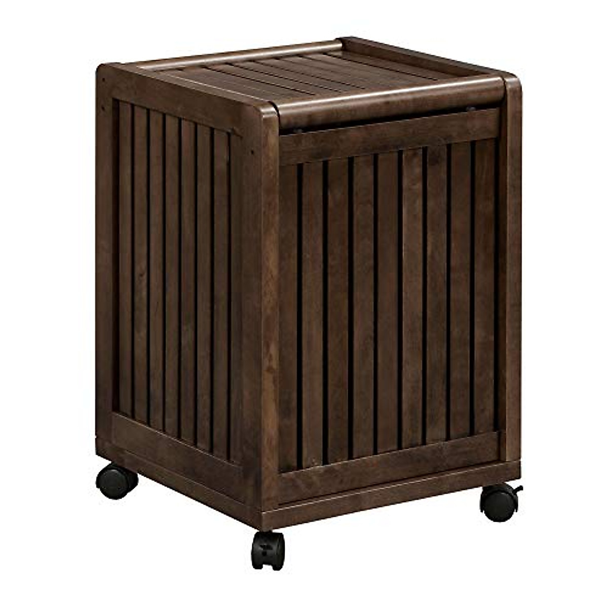 24" Espresso Brown Solid Square Rolling Laundry Hamper with Lid