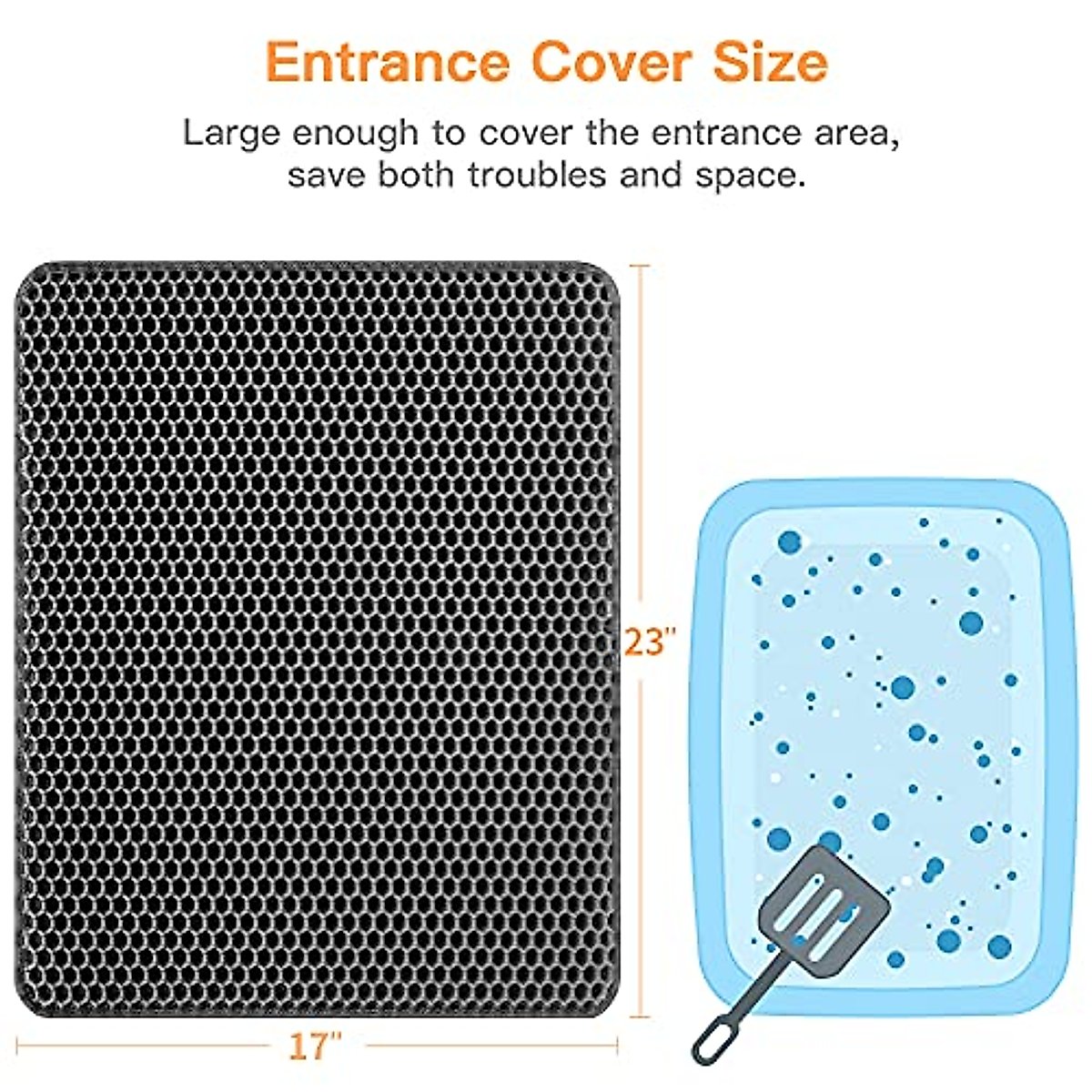 Conlun Cat Litter Mat Cat Litter Trapping Mat, Honeycomb Double Layer Design, Urine and Water Proof Material, Scatter Control, Less Waste，Easier to Clean,Washable