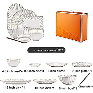 Porcelain Plate and Bowl Set,Dinnerware Set for Home or Special Restaurant, 26 Pcs Dinnerware Sets, Porcelain Tableware Set with Plates and Bowls, White Ceramic Dinner Set for Home Kitchen and Dinnin