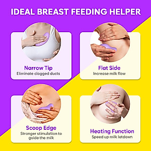 Easy@Home Lactation Massager for Breastfeeding: 2-in-1 Nursing Baby Pump Mom Breast Support | Warming Sore Tenderness Relief Nipple Massage | Postpartum Essential | Improves Breastmilk Flow EHL038
