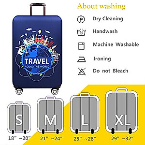 TRAVEL KIN Thickened Luggage Cover ，Washable Travel Gear Cover，18/24/28/32 Inch Suitcase Spandex Protective Cover (M(22"-24" luggage), TRAVEL)