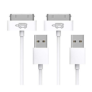2-Pack RocketBus USB Sync Charging Charger Data Transfer Cable Cord for Use to Work with Charge Old Models Apple iPhone 3 3G 3GS 4 4S iPod 4G 4th Gen Older iPad 1st 2nd 3rd Generations