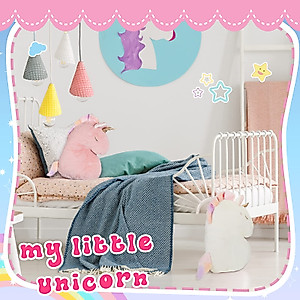 Maitys 2 Pcs Decorative Unicorn Pillows for Girls Bedroom Gift for Christmas Large Soft Unicorn Throw Pillows White Pink Fluffy Plush Stuffed Animal Pillows Birthday Baby Shower Cute Home Decor