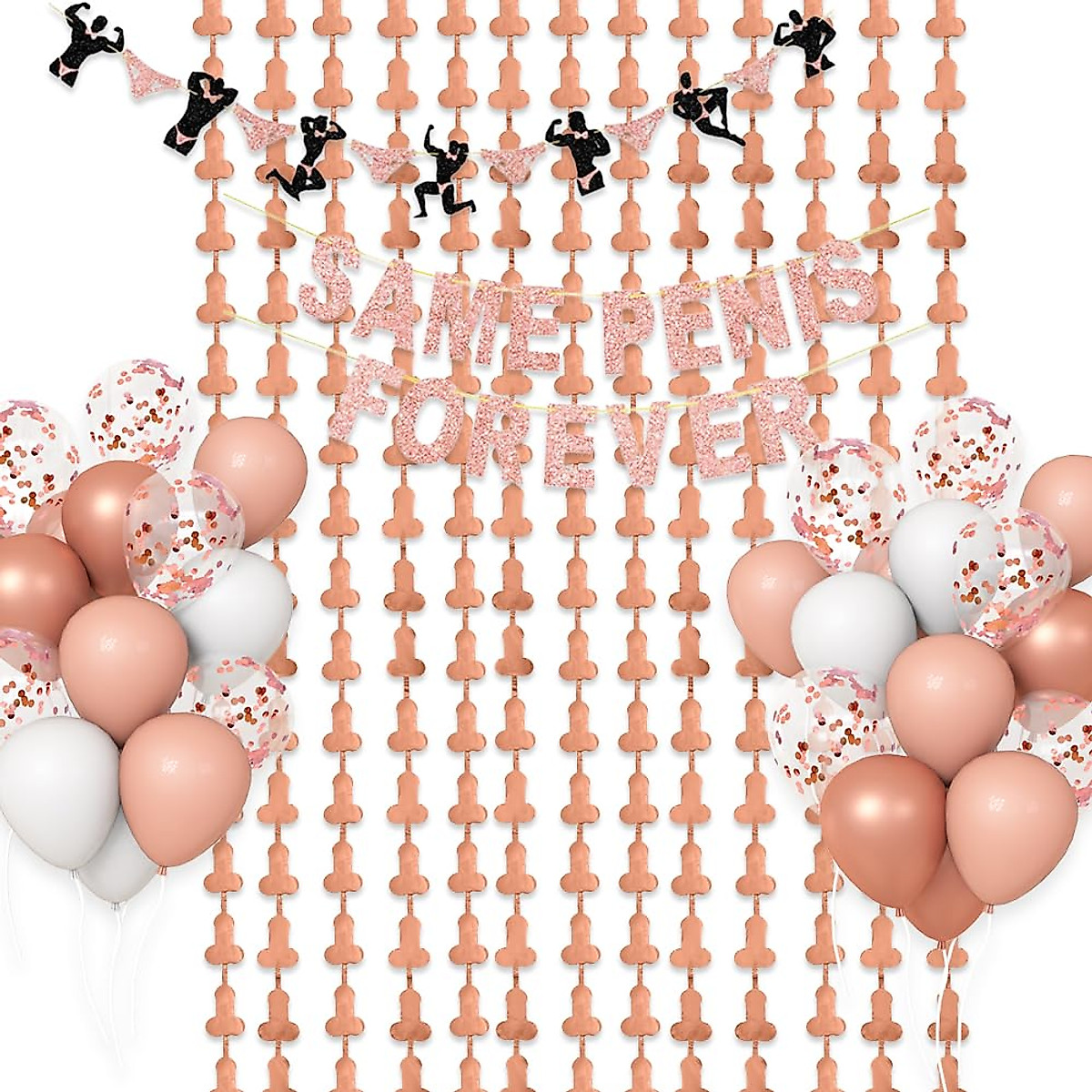 AIBIIN Bachelorette Party Decorations Rose Gold Bridal Shower Balloons Arch Kit Bachelorette Party Foil Fringe Curtain Banner Disco Bachelorette Party Bride To Be Party Decorations Supplies