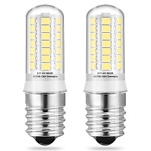 KLG E17 LED Bulbs Dimmable Under Microwave Oven Stove Lights, Daylight 6000K, 40W Incandescent Equivalent, E17 LED Aappliance Bulbs Stove Hood Light, Pack of 2