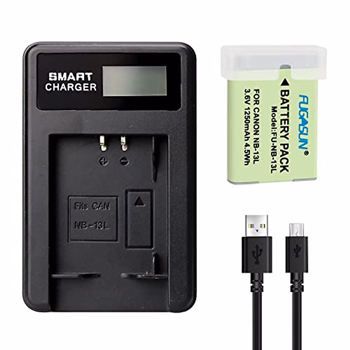 FUGASUN 1 pcs 1250mAh NB-13L NB13L Battery with Battery Charger for Canon G5X / G5X Mark II / G7X / G7X Mark II / G7 X Mark III G9X SX620 HS SX720 HS Camera