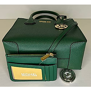Michael Kors Hamilton SM Satchel bundled with SM TZ Coinpouch Purse Hook (Jewel Green)