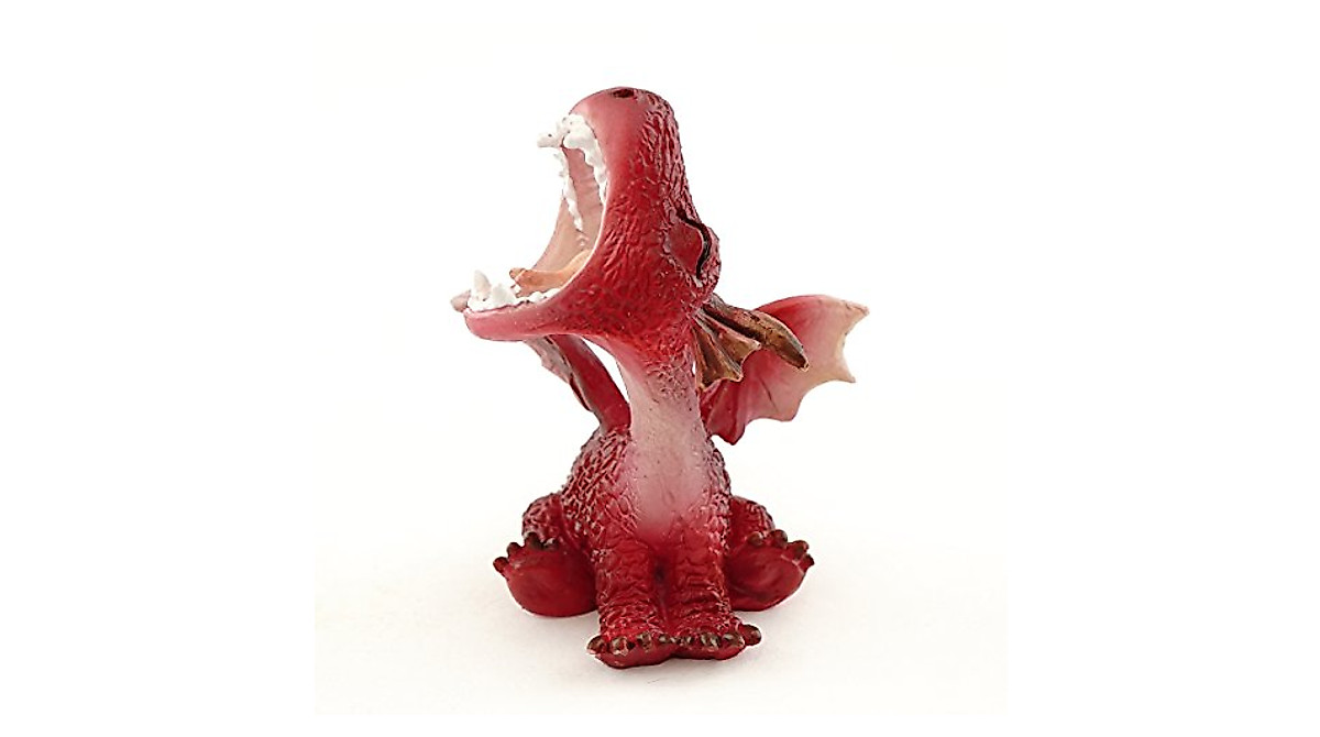 Mini Red Dragon Roaring Figurine | Hand-Painted Decor