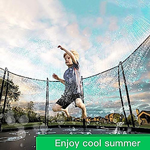 Juesi Misting Cooling System- Outdoor Patio Trampoline Sprinkler Hose Kit for Kids, Waterpark Watering Automatic Distribution System Attachment for Summer Water Fun Yard Garden (32.8FT)
