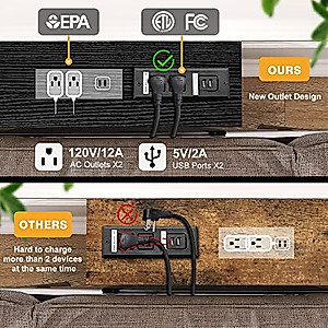 SAUCE ZHAN Sofa Table with Outlet and USB Port, 47" Console Table Behind Couch Table with Steel Frame, Narrow Entryway Table for Sofa, Living Room, Foyer, Hallway, Entry, Black