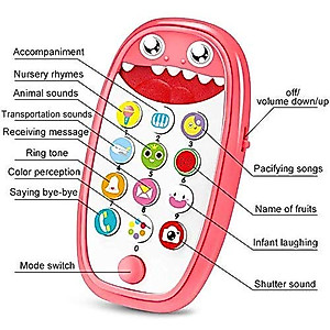 Baby Toys,Baby Phone Toys with Lights&Music,Early Learning Educational Smartphone Toy for Toddlers,Role Play Fun Toys for 1 Years Old Gifts