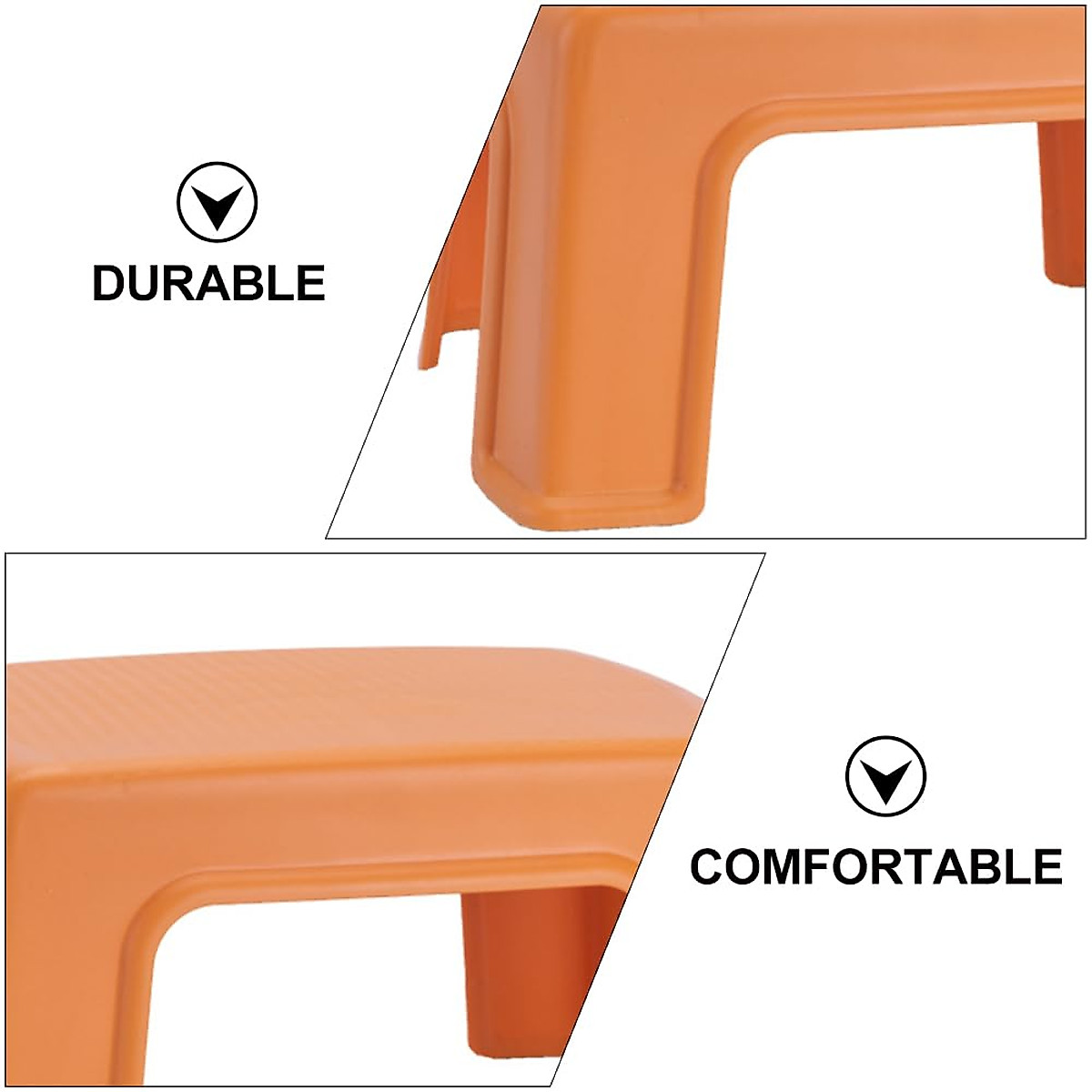 Veemoon 1pc Plastic Stool, Orange, Portable, Non-Skid, Suitable for Home, Kindergarten, Shopping Mall